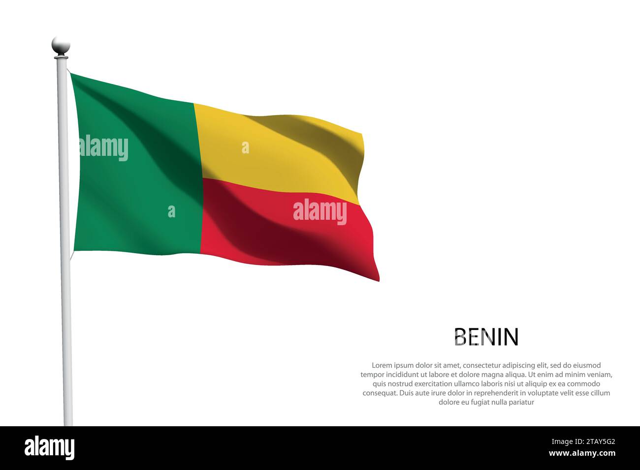National flag Benin isolated waving on white background Stock Vector ...