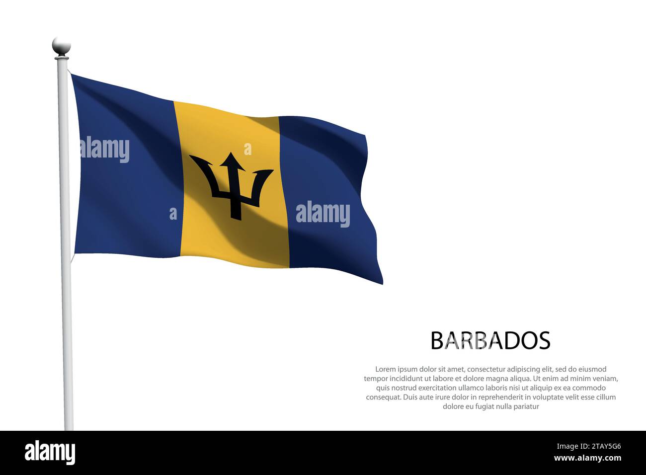 National flag Barbados isolated waving on white background Stock Vector ...