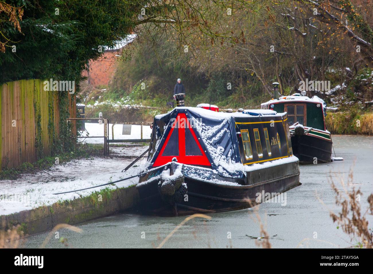Canal narrowboats moored on the Trent and Mersey canal at wheelock ...