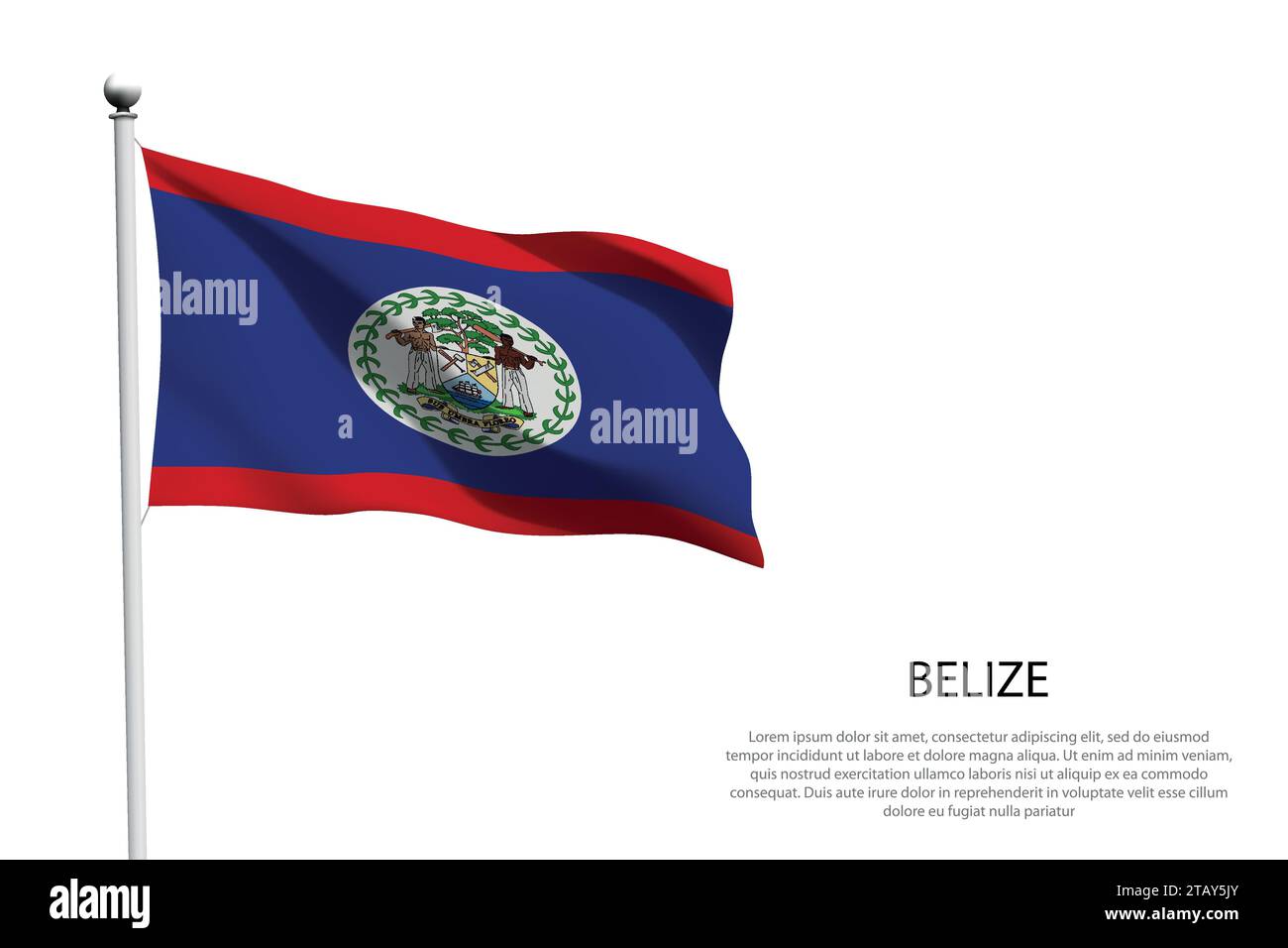 National flag Belize isolated waving on white background Stock Vector ...