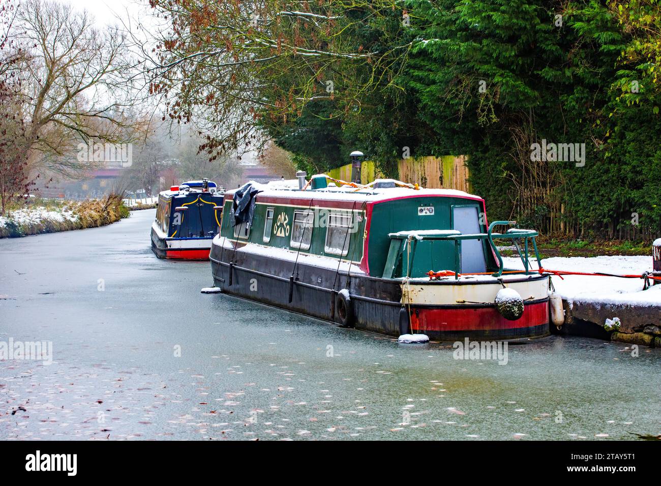 Canal narrowboats moored on the Trent and Mersey canal at wheelock ...