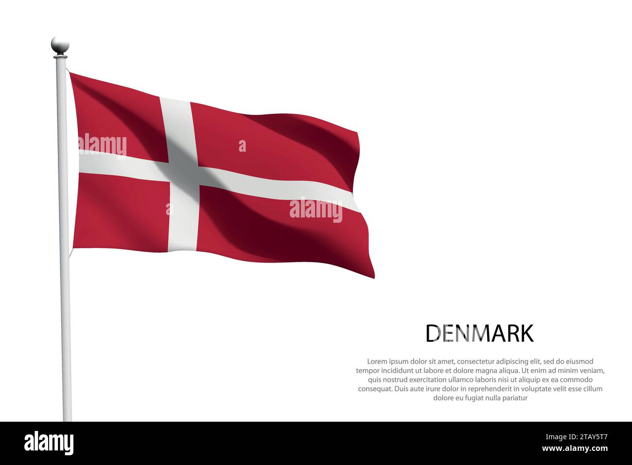 National flag Denmark isolated waving on white background Stock Vector ...