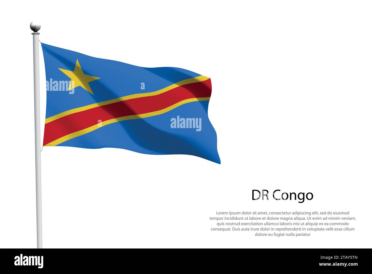 National flag DR Congo isolated waving on white background Stock Vector ...