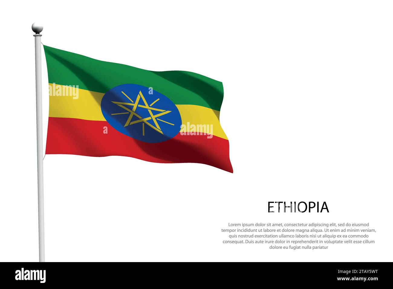 Ethiopia flag on flag pole hi-res stock photography and images - Alamy