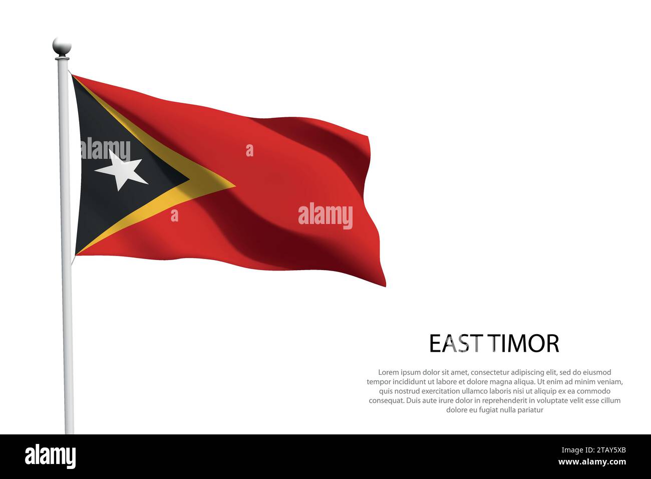 National flag East Timor isolated waving on white background Stock ...