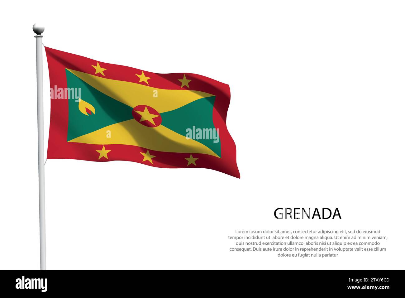 National flag Grenada isolated waving on white background Stock Vector ...