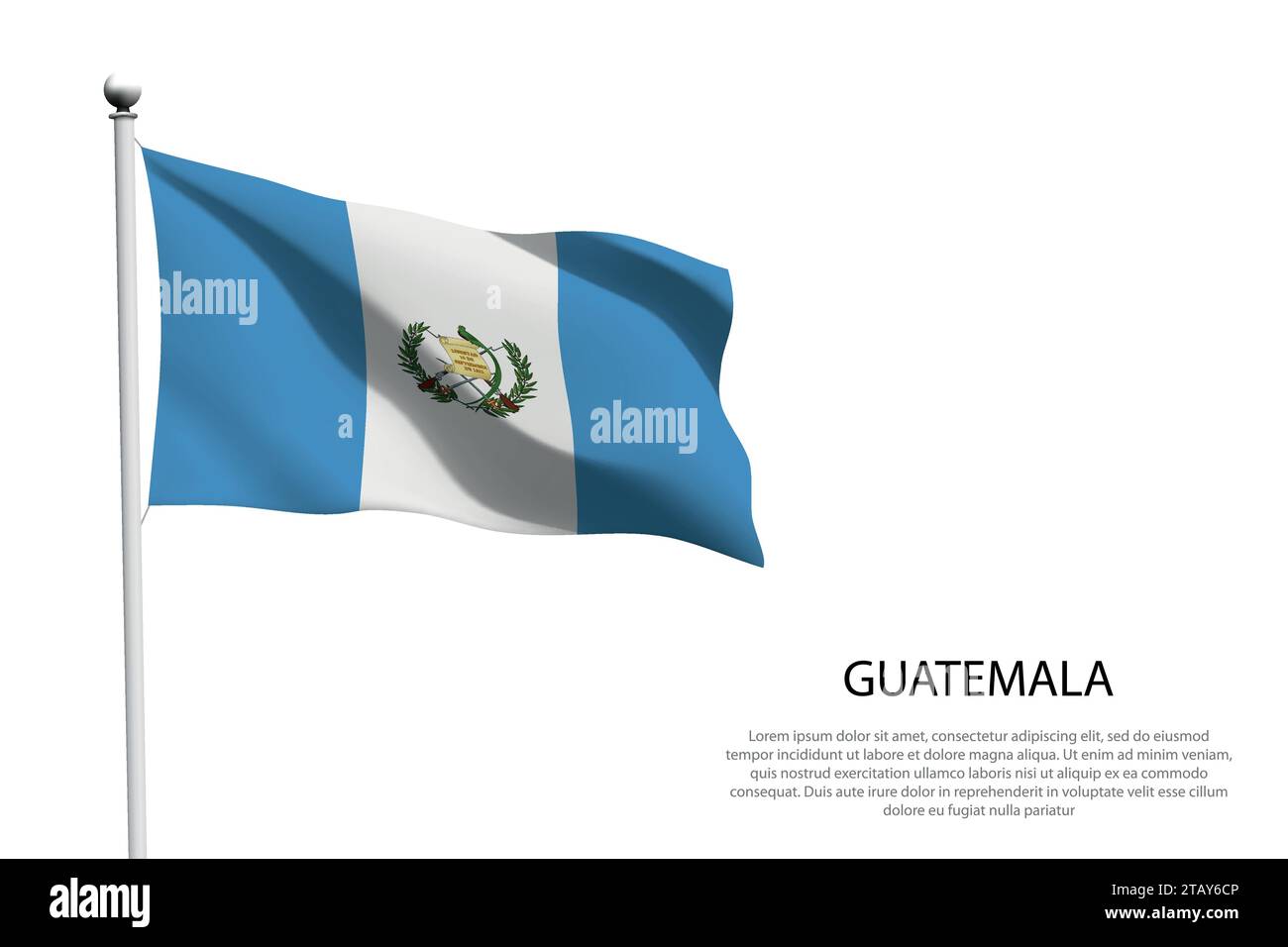 National flag Guatemala isolated waving on white background Stock ...