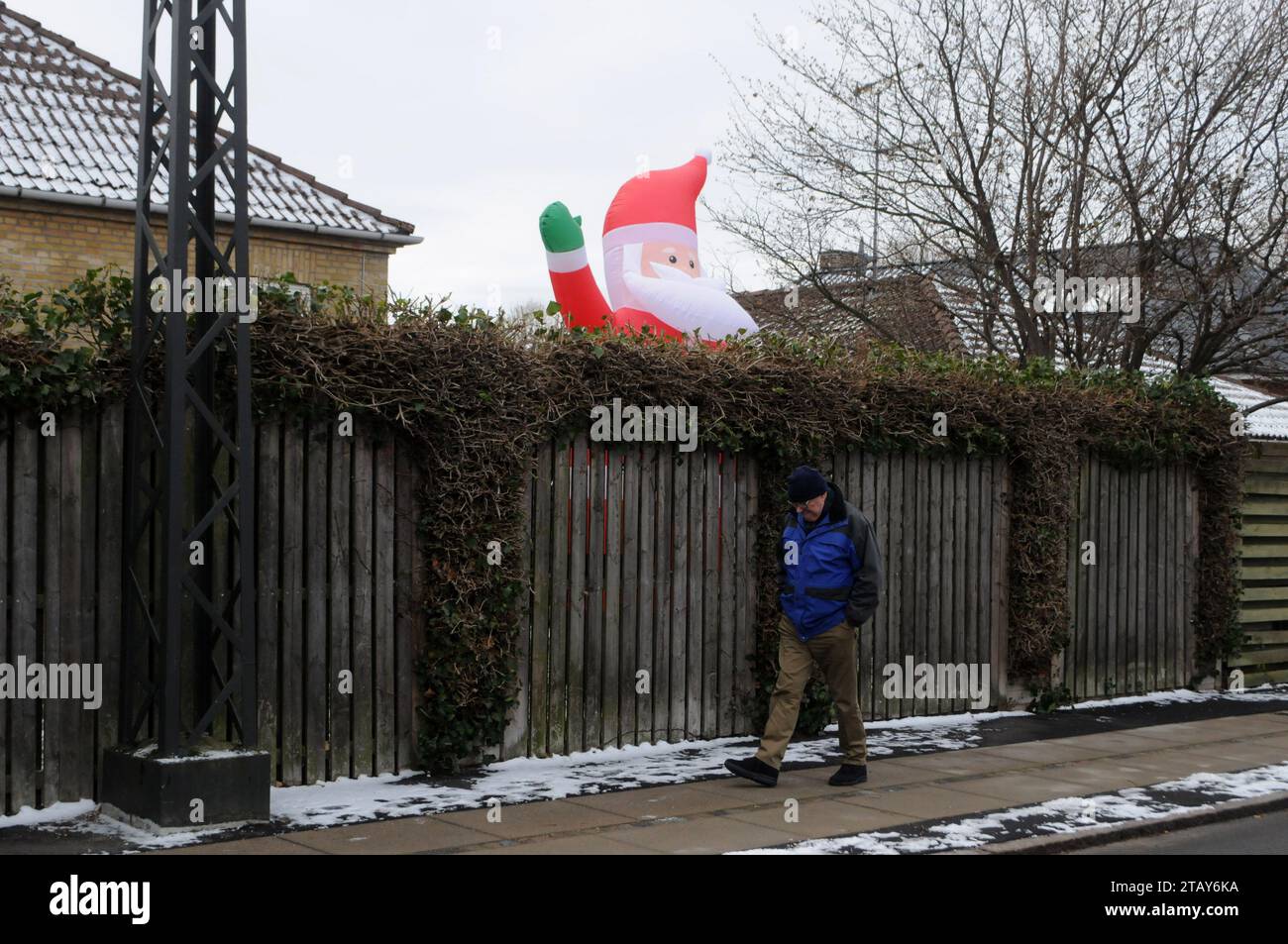 Copenhagen, Denmark /03 December 2023/.Danish resident display santa ...