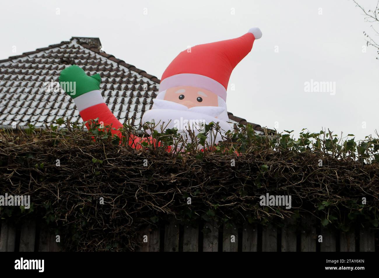 Copenhagen, Denmark /03 December 2023/.Danish resident display santa ...