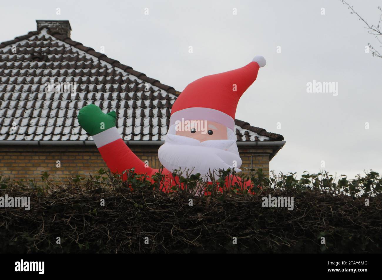 Copenhagen, Denmark /03 December 2023/.Danish resident display santa ...