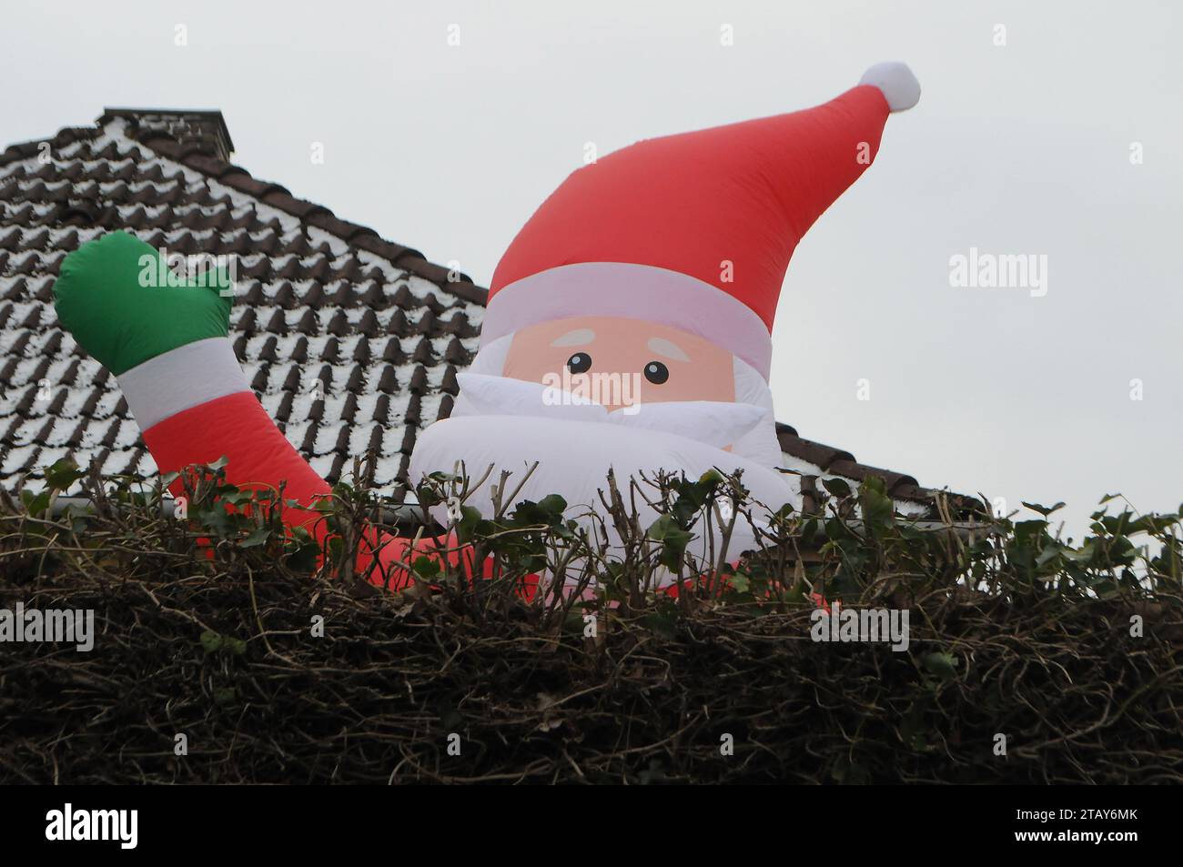 Copenhagen, Denmark /03 December 2023/.Danish resident display santa ...