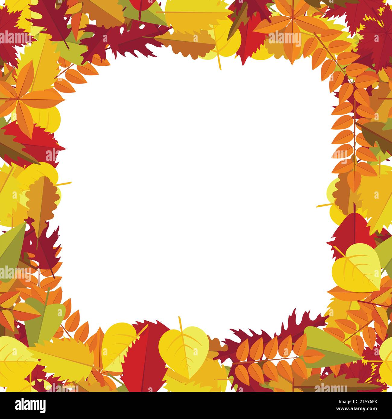 Frame with autumn colorful leaves. Fall season greeting card, poster ...