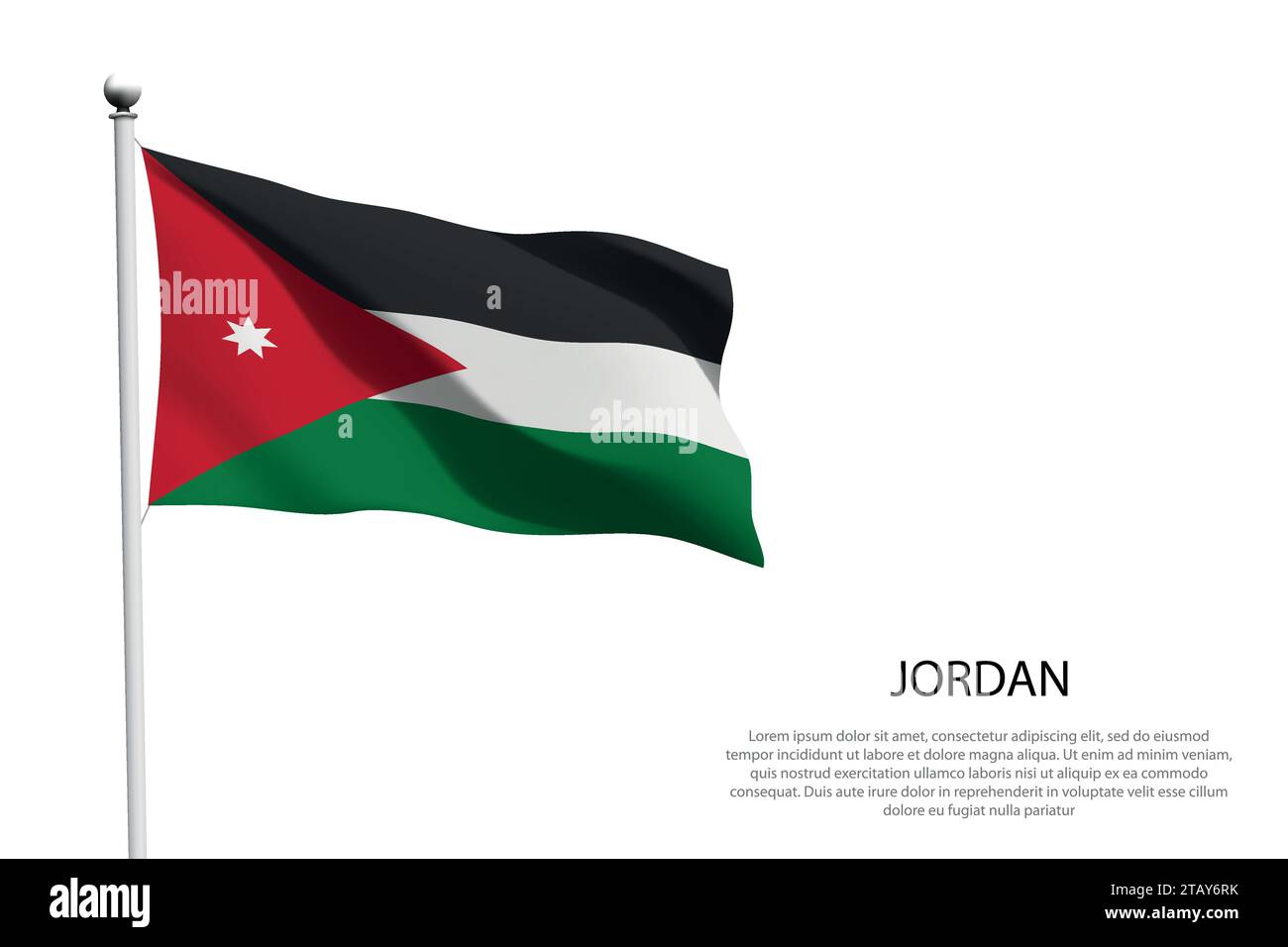 National flag Jordan isolated waving on white background Stock Vector ...