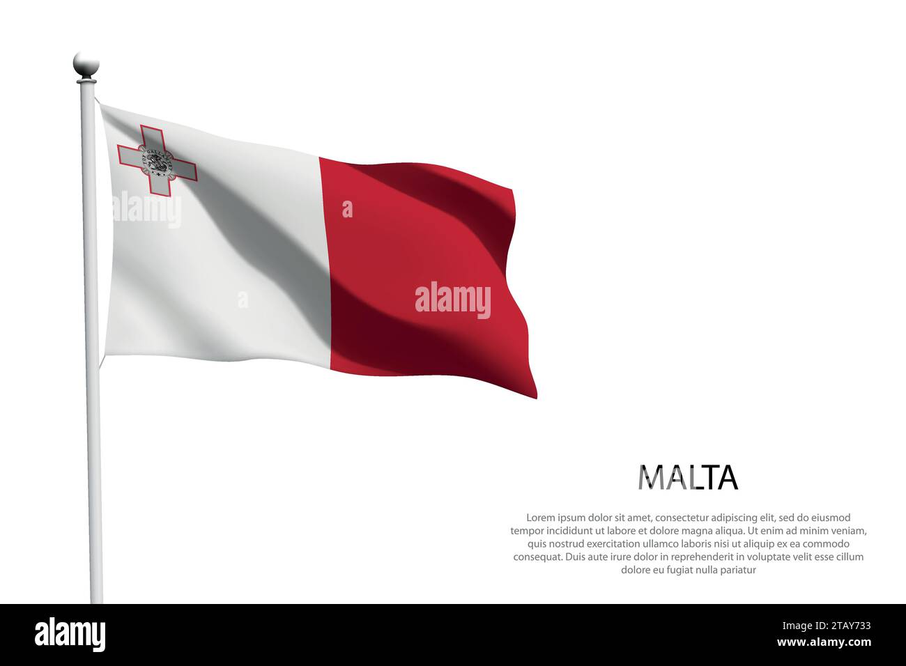 National flag Malta isolated waving on white background Stock Vector ...