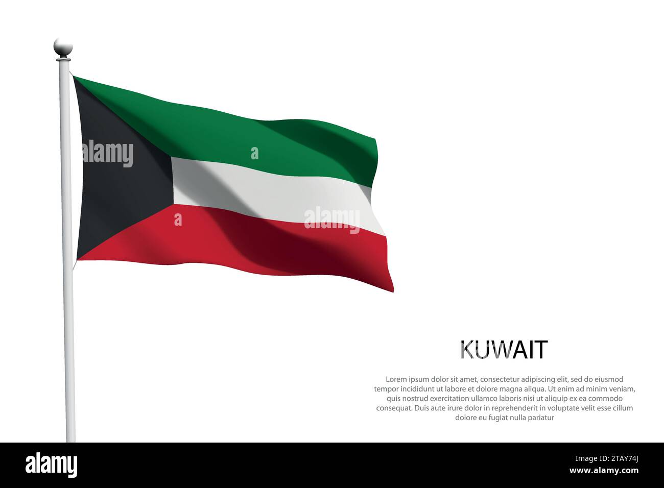 Kuwait flag on flag pole hi-res stock photography and images - Alamy