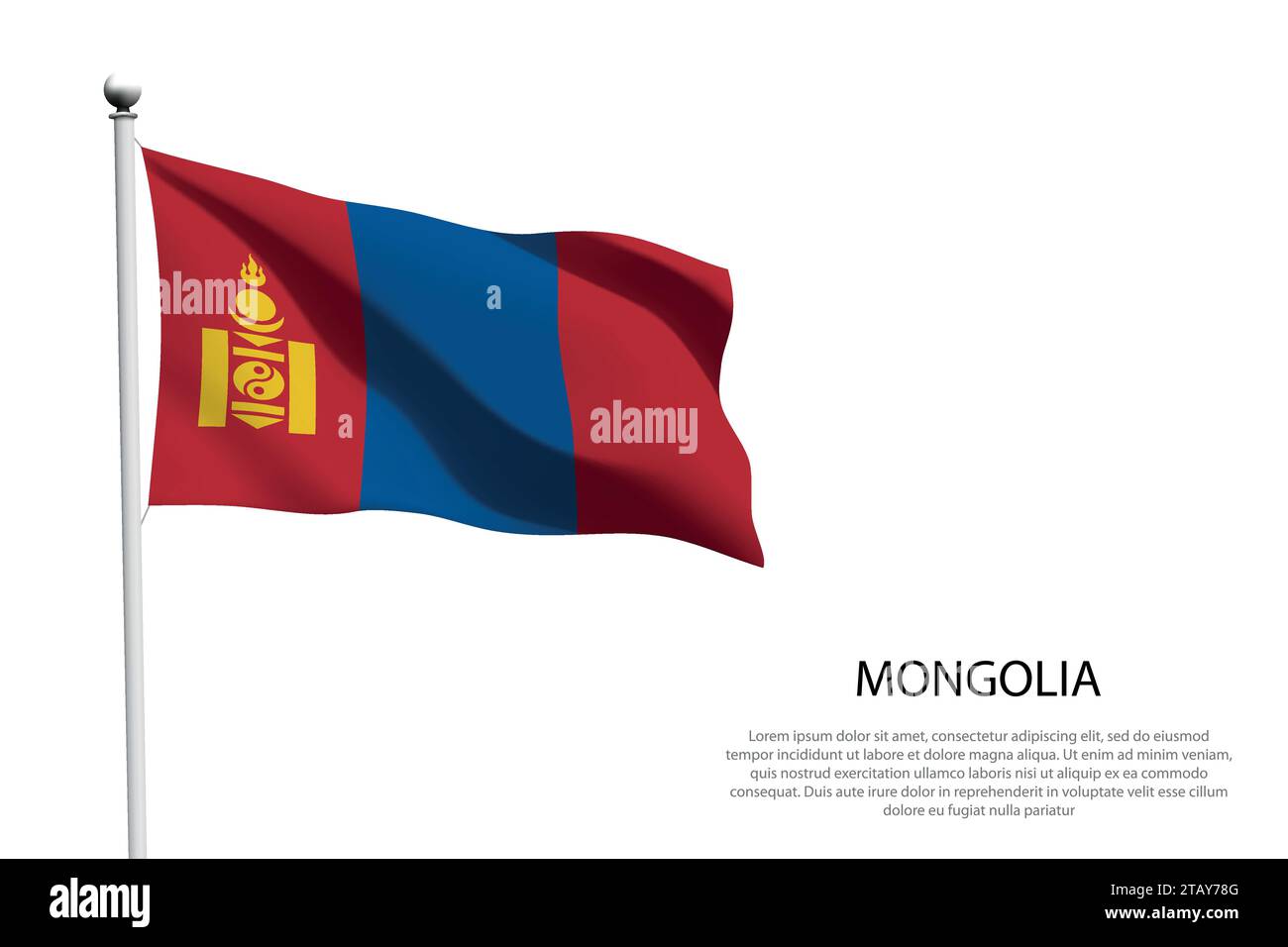 National flag Mongolia isolated waving on white background Stock Vector ...