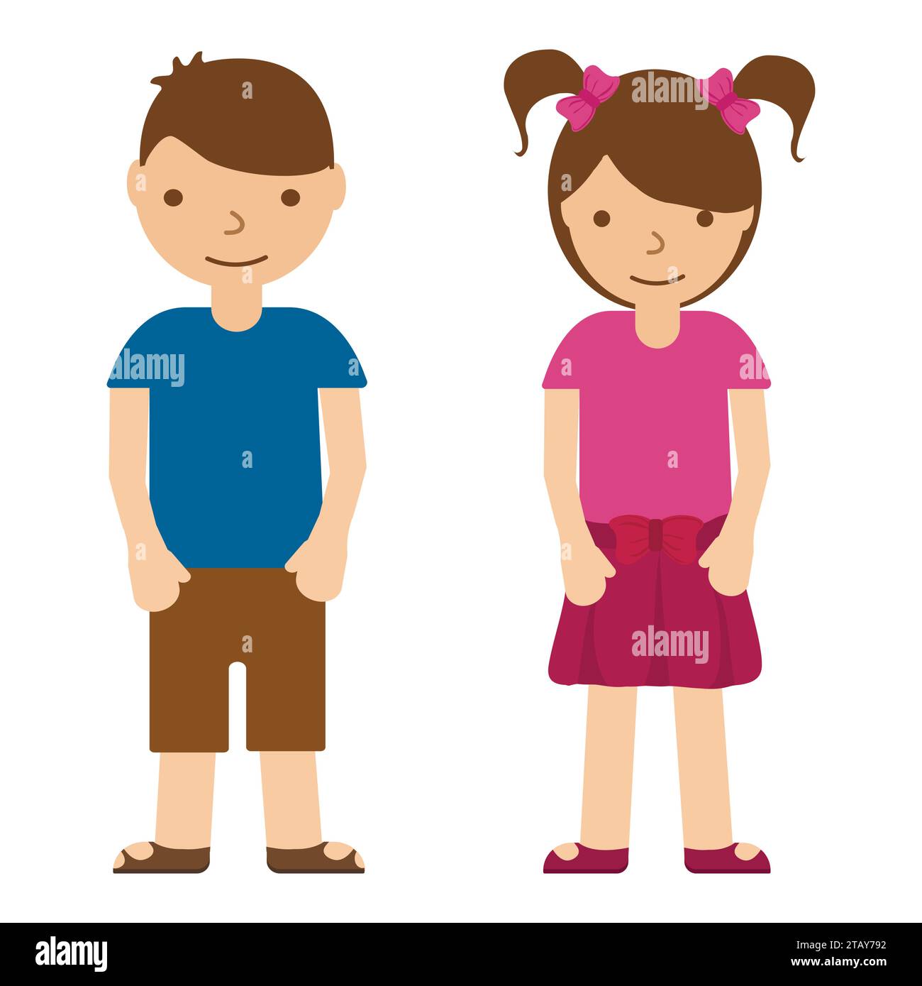 Cute children on white background. Boys and girl in flat style ...