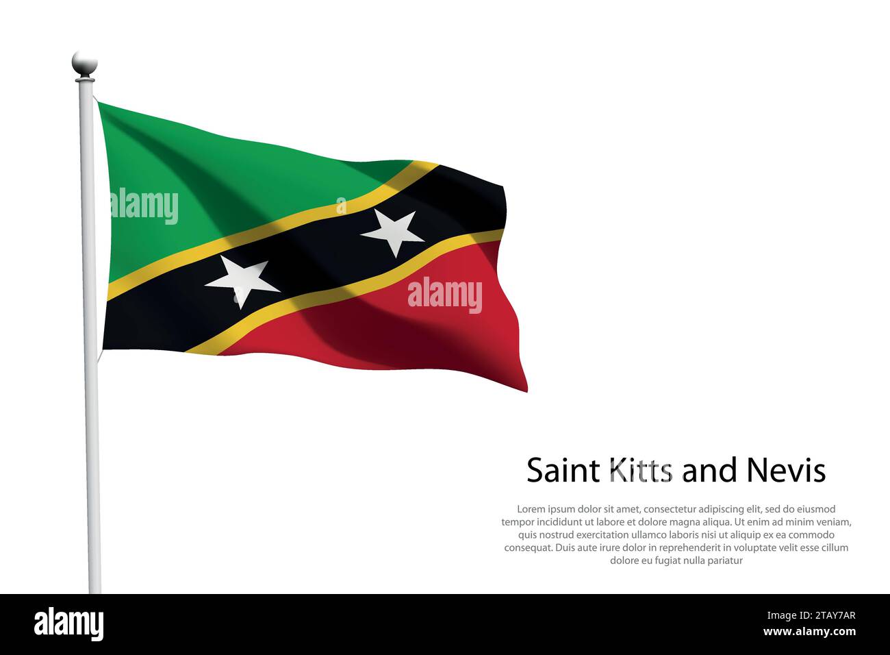 National flag Saint Kitts and Nevis isolated waving on white background Stock Vector Image & Art ...