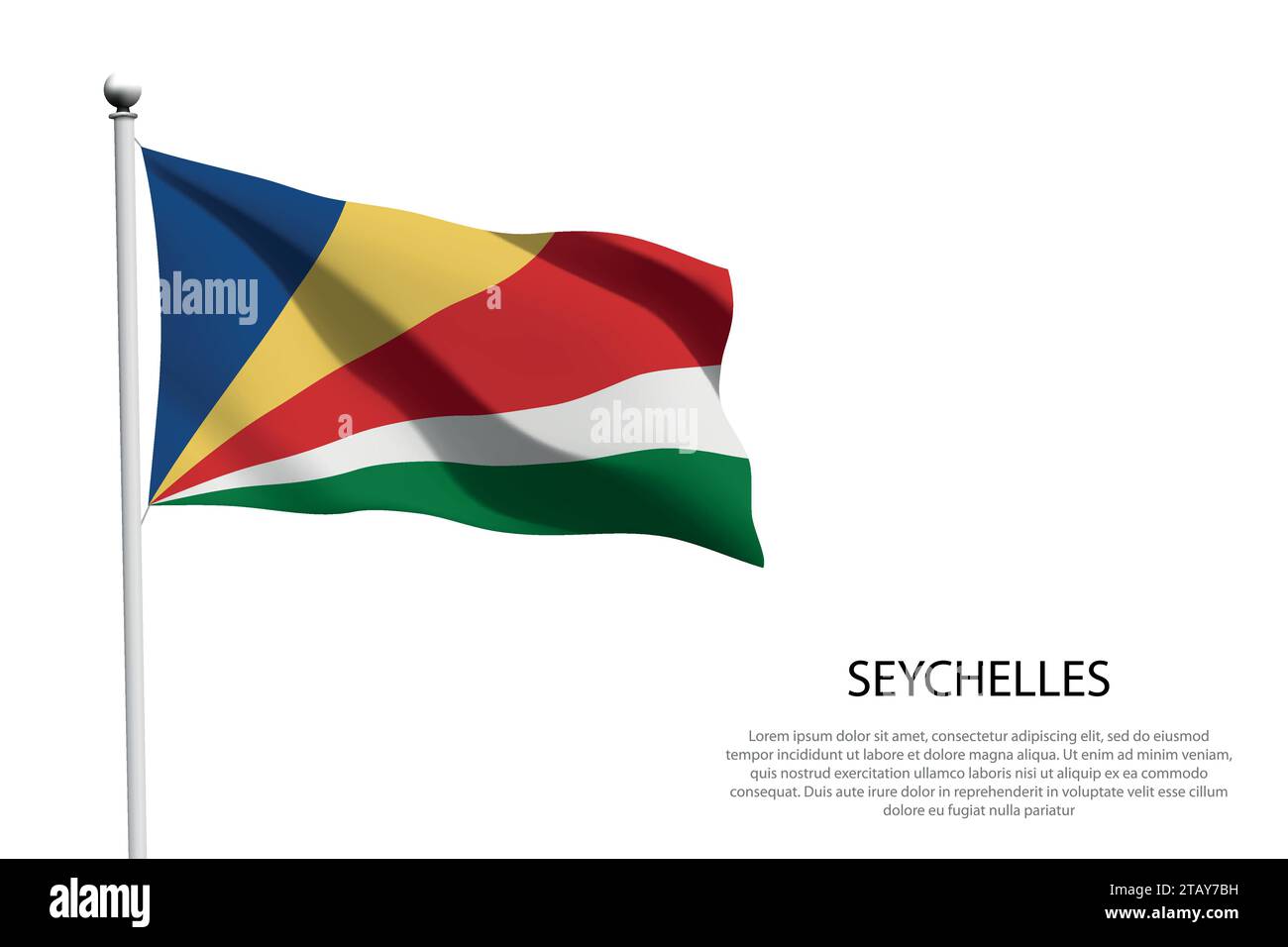 National flag Seychelles isolated waving on white background Stock ...