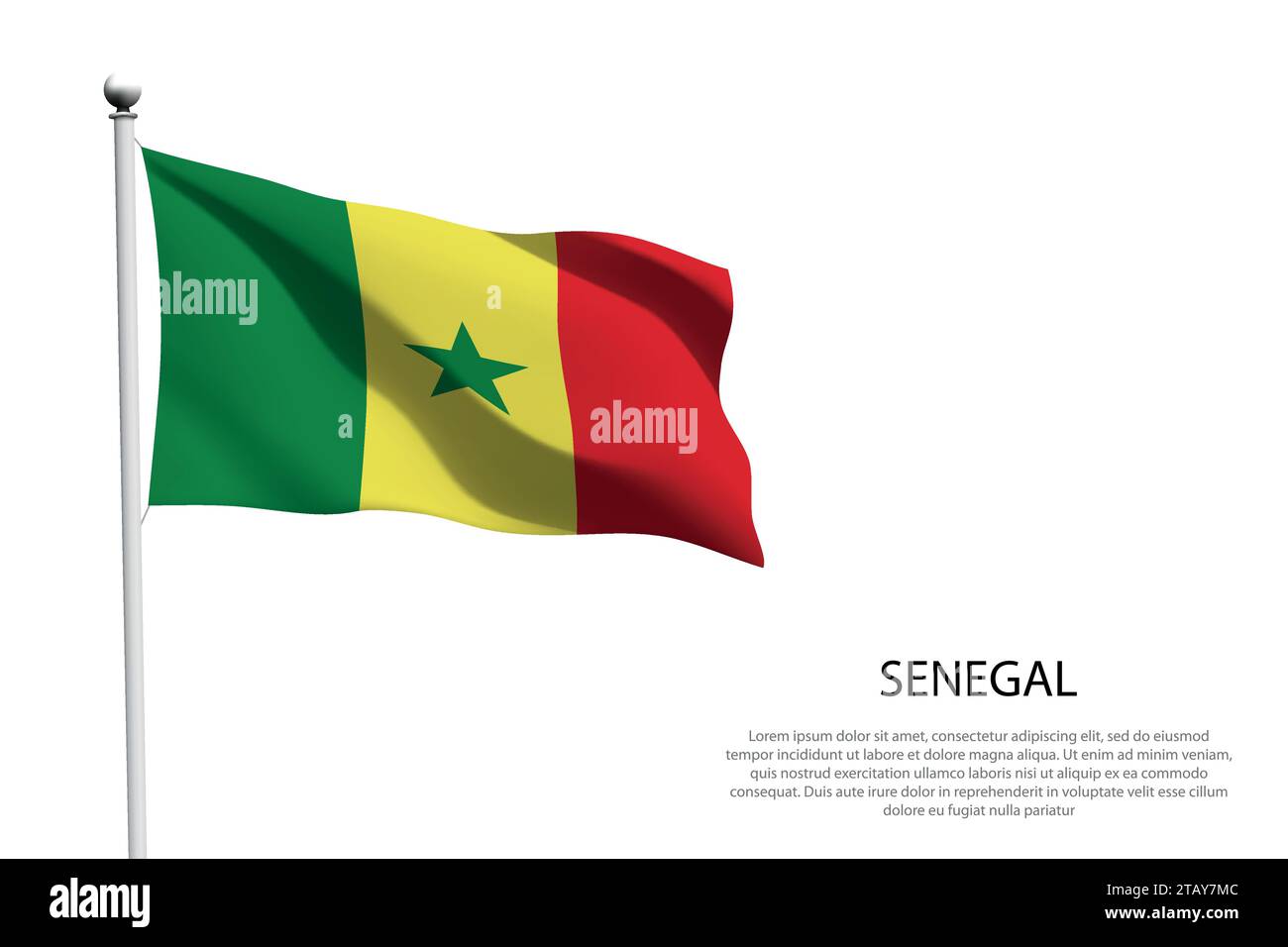 National flag Senegal isolated waving on white background Stock Vector Image & Art - Alamy