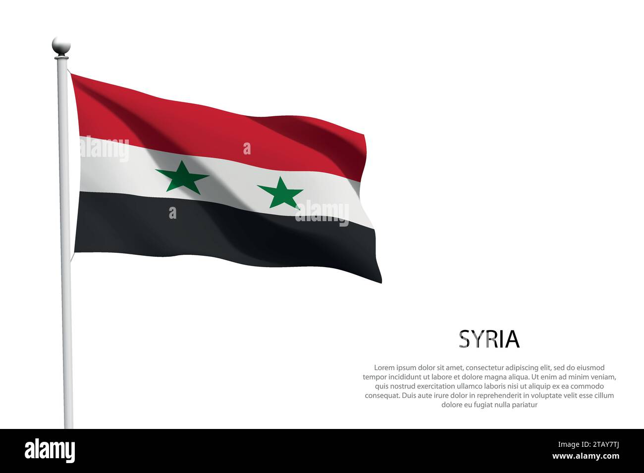 National flag Syria isolated waving on white background Stock Vector ...