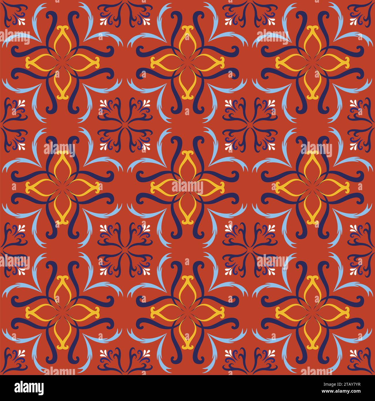 Red italian ceramic tile seamless pattern backgrounds. Traditional ornate talavera decorative ...