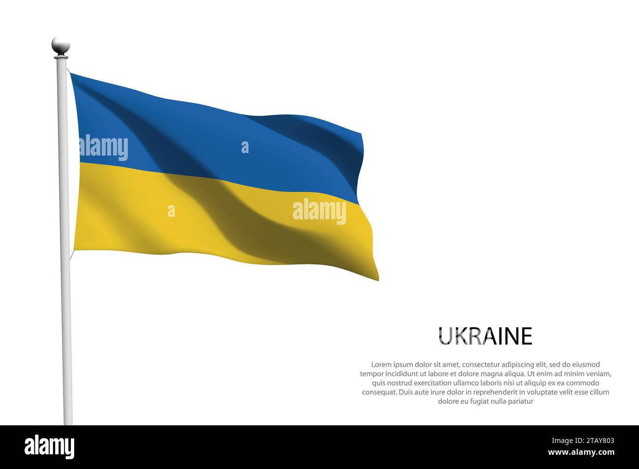 National flag Ukraine isolated waving on white background Stock Vector ...