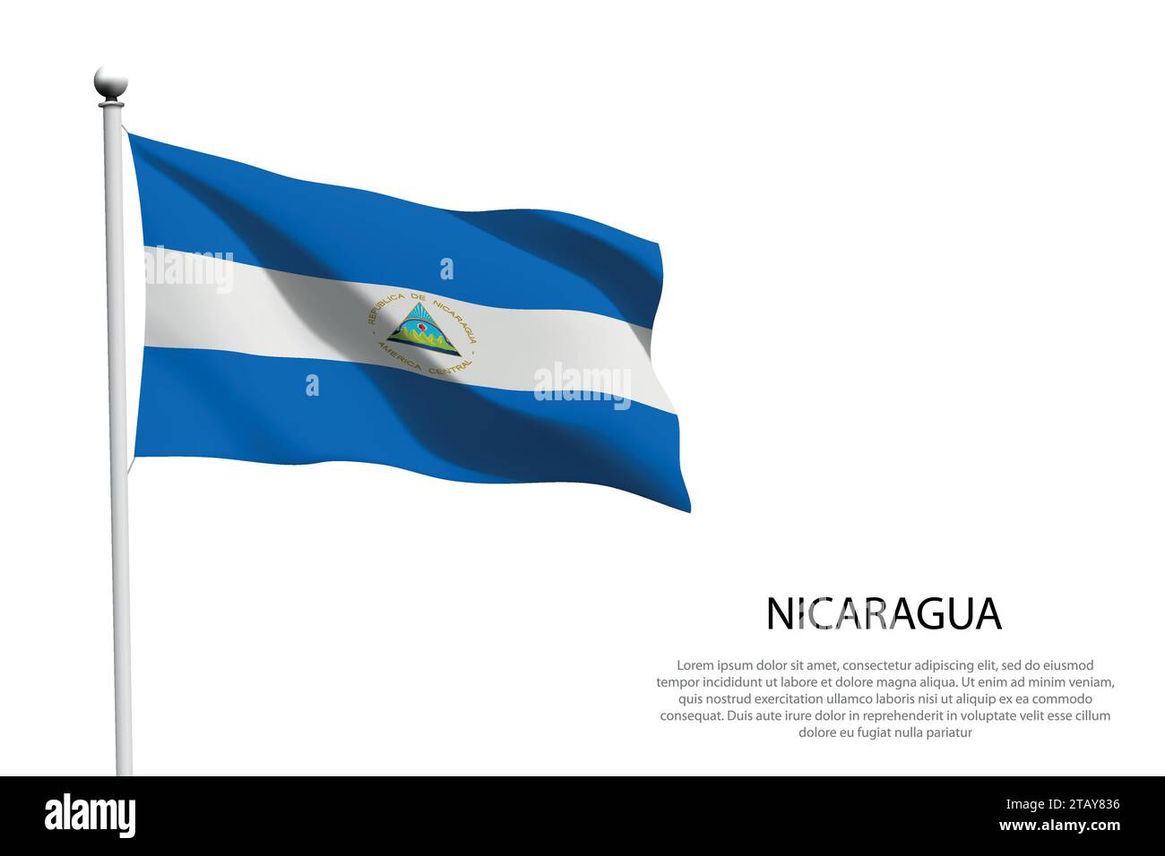 National flag Nicaragua isolated waving on white background Stock Vector Image & Art - Alamy