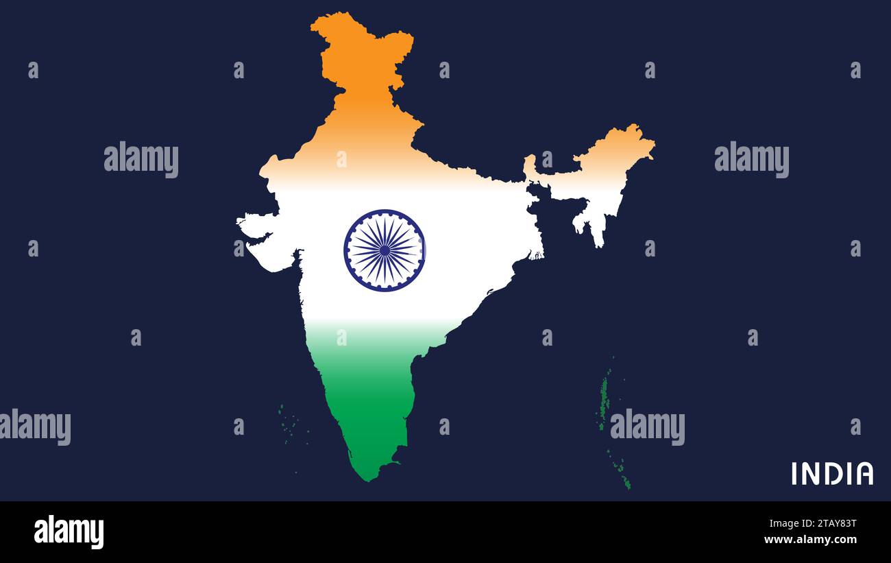 Indian Map overlapped with Indian Flag vector illustration Stock Vector ...