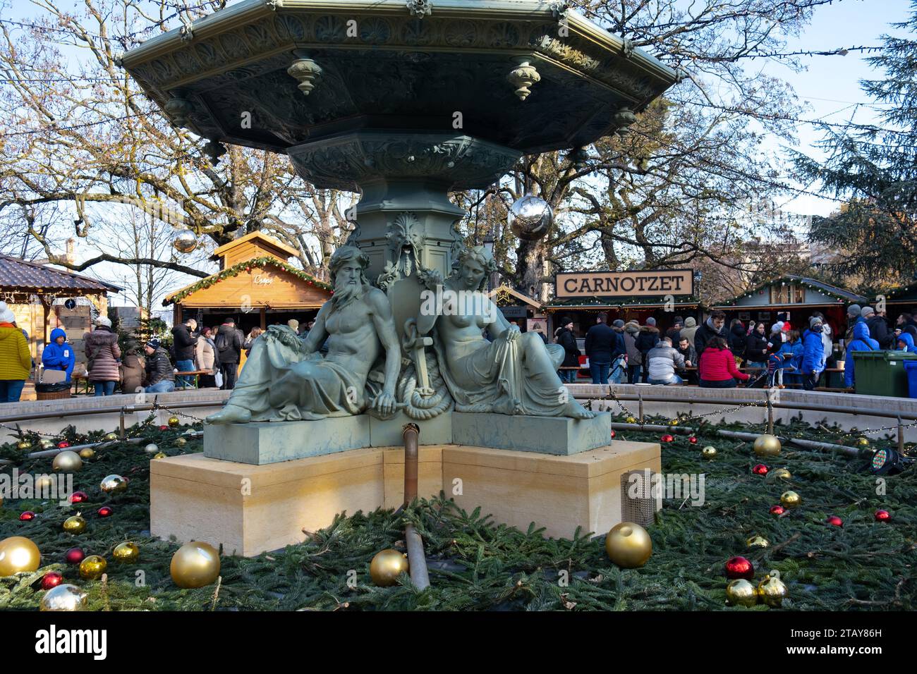 Geneva, Switzerland - December 11, 2022. Magical atmosphere at Noel au ...