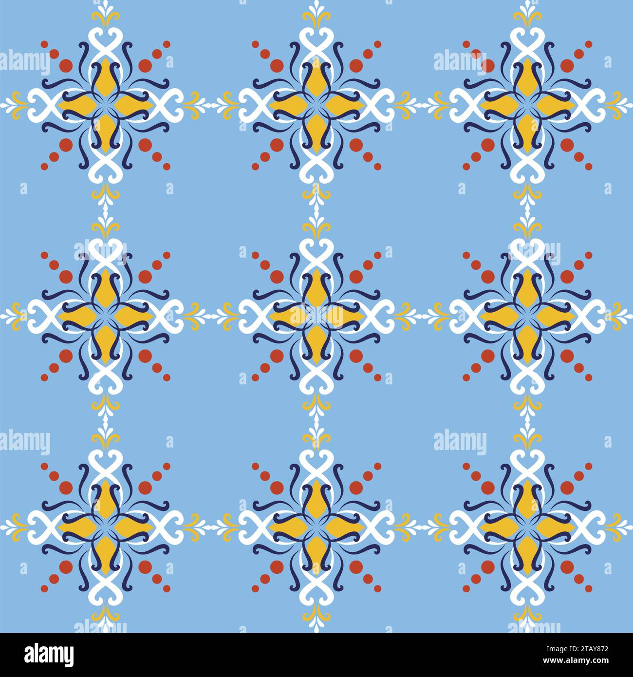 Blue italian ceramic tile seamless pattern backgrounds. Traditional ...