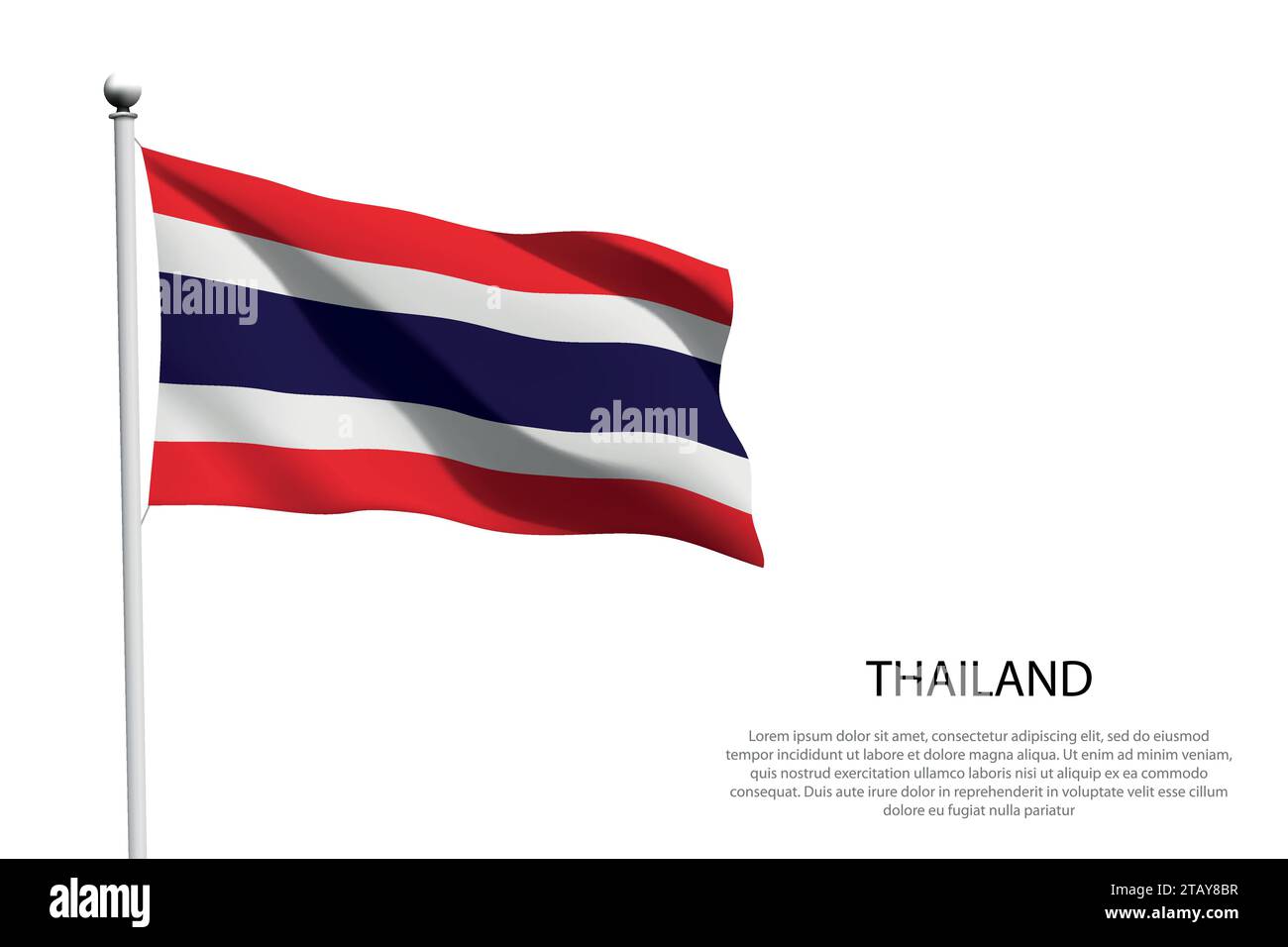 National flag Thailand isolated waving on white background Stock Vector ...
