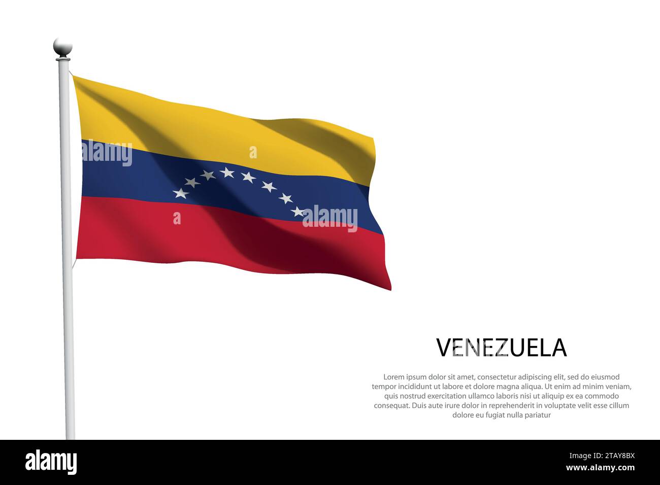 National flag Venezuela isolated waving on white background Stock ...