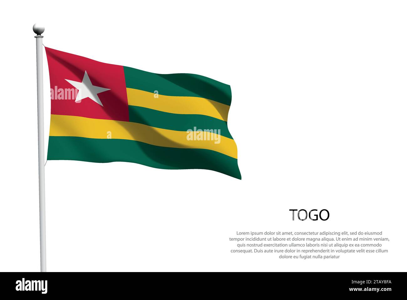 National flag Togo isolated waving on white background Stock Vector ...
