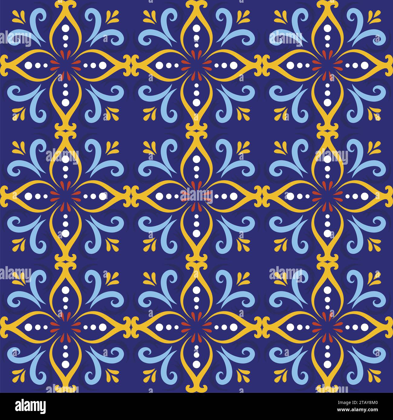 Blue italian ceramic tile seamless pattern backgrounds. Traditional ...