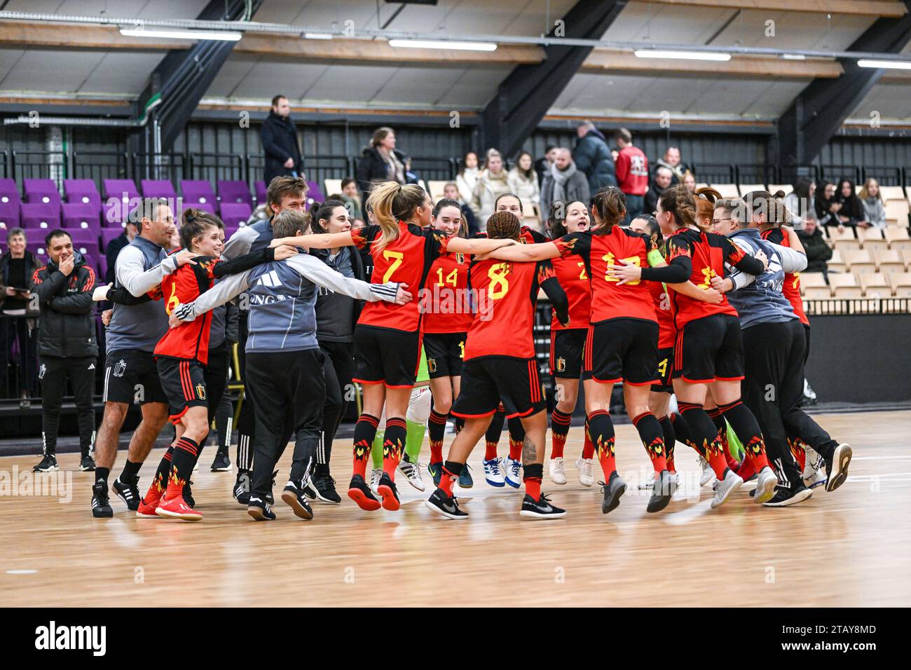 Roosdaal, Belgium. 03rd Dec, 2023. Team Belgium pictured after a futsal ...