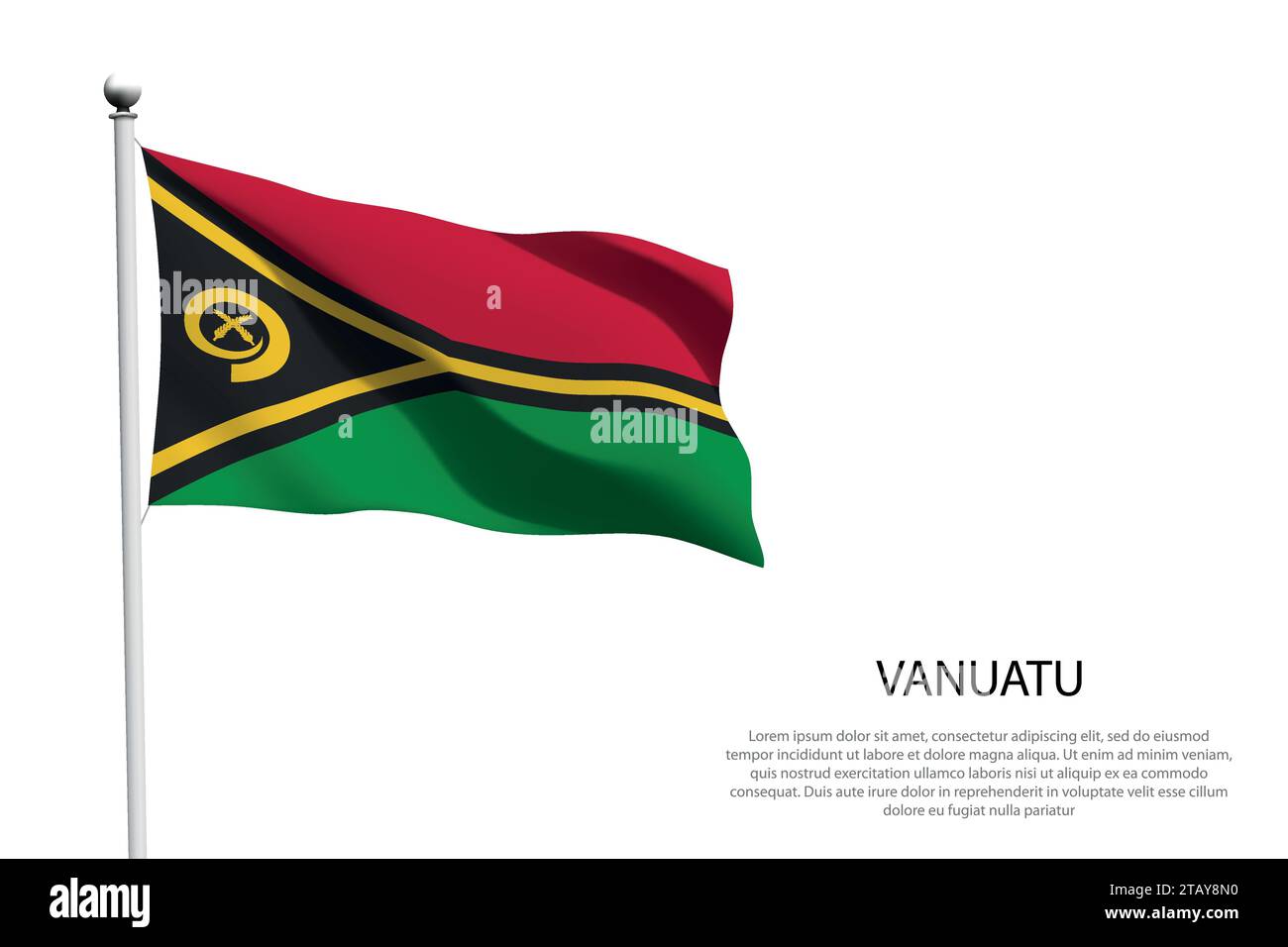 National flag Vanuatu isolated waving on white background Stock Vector ...
