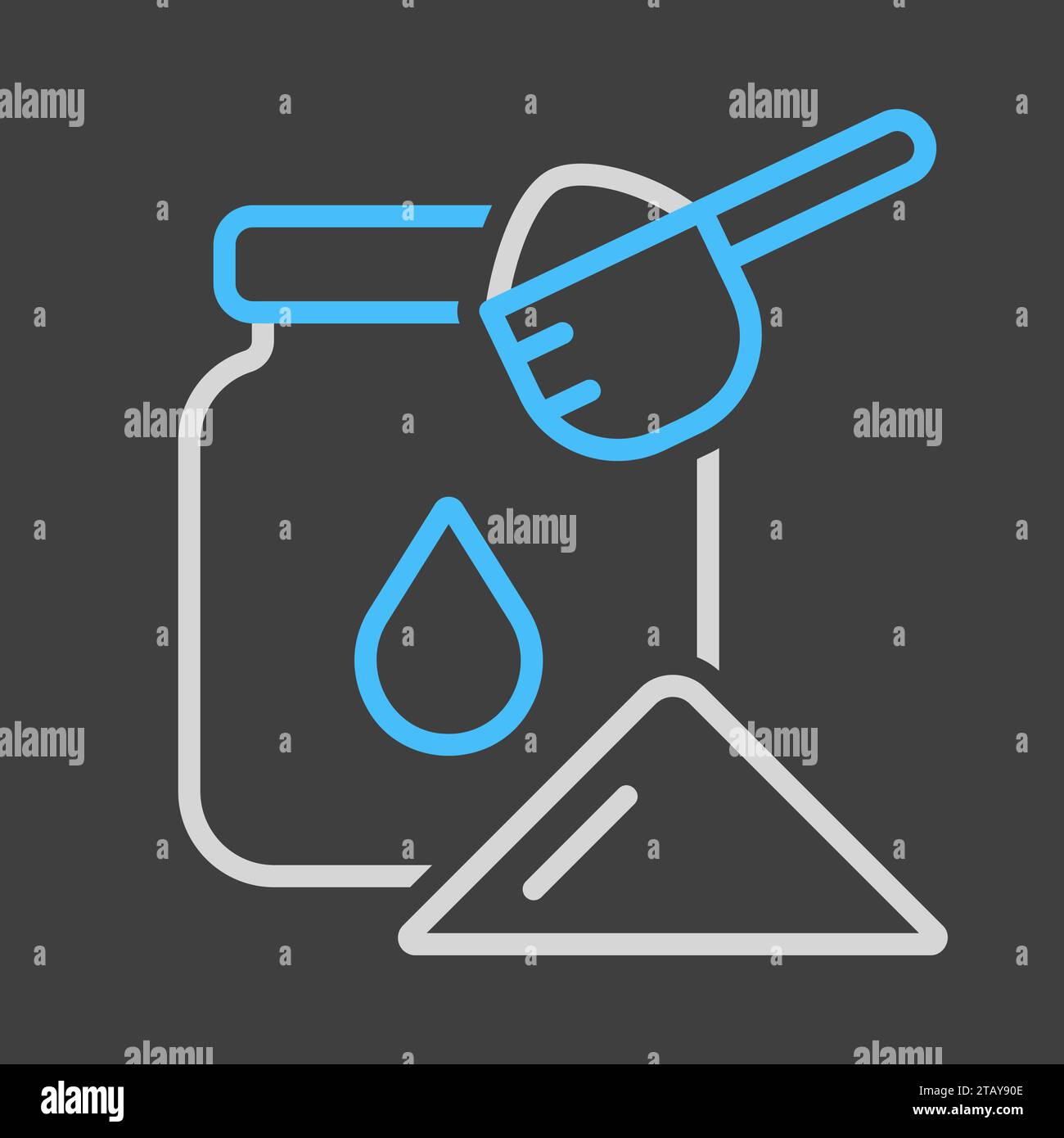 Milk powder canned and spoon vector on dark background icon. Dairy ...