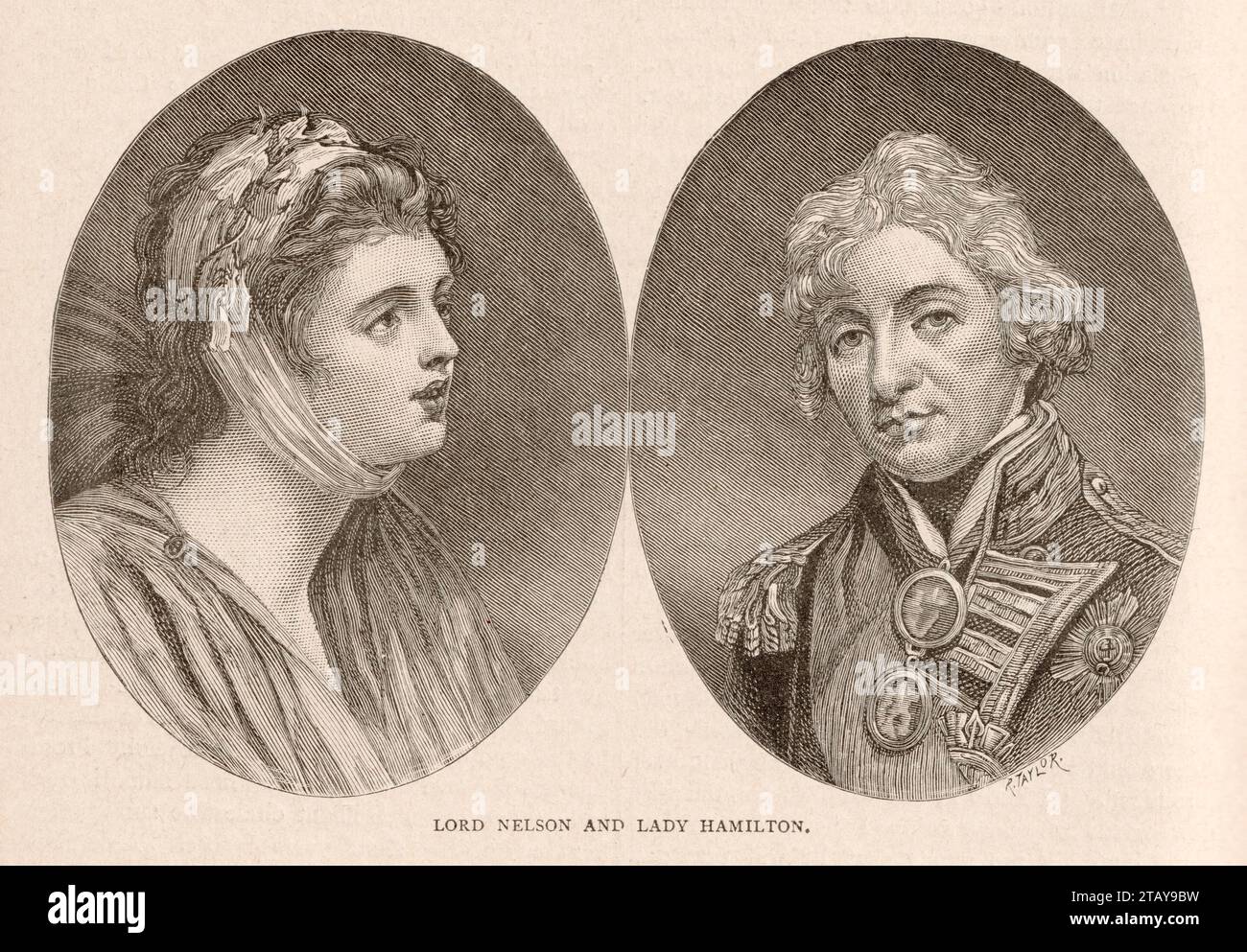 Engraving of Dame Emma Hamilton (Amy Lyon) and Lord Horatio Nelson from ...