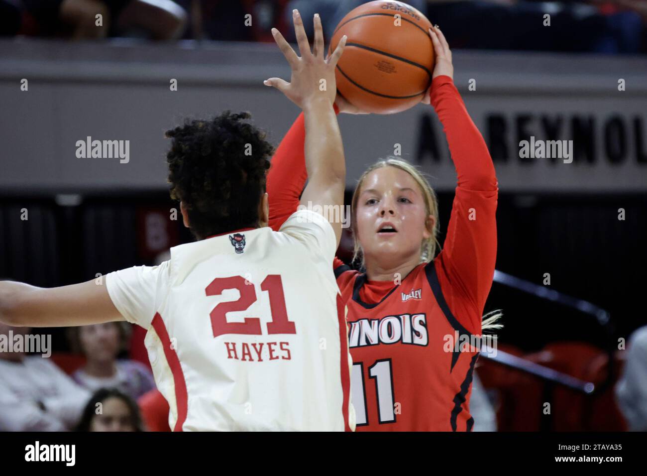 Illinois State guard Caroline Waite is defended by North Carolina State ...