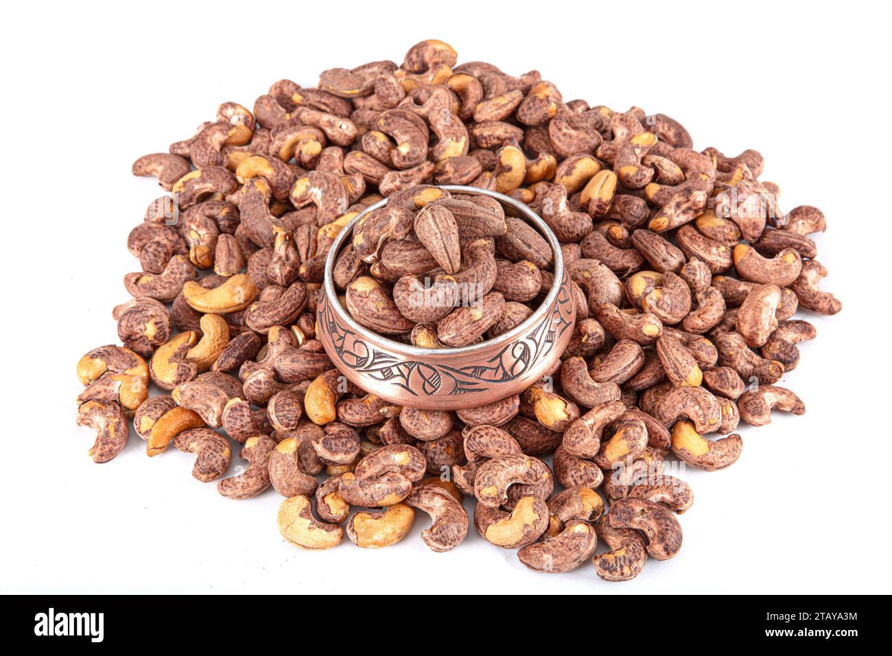 Baked Salted Cashews with Skin. Cashew nut salty roasted food ...