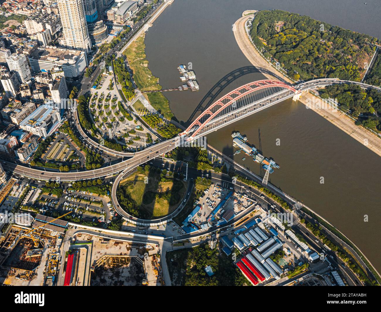 Aerial photography of Wuhan Qingchuan Bridge Stock Photo - Alamy