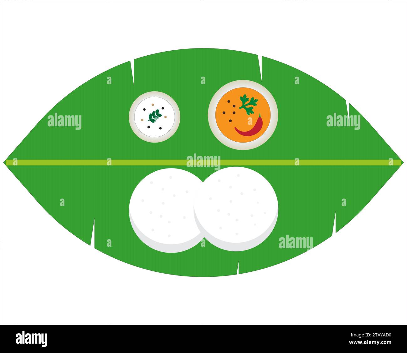 Vector illustration of Idly dish served in traditional style with ...