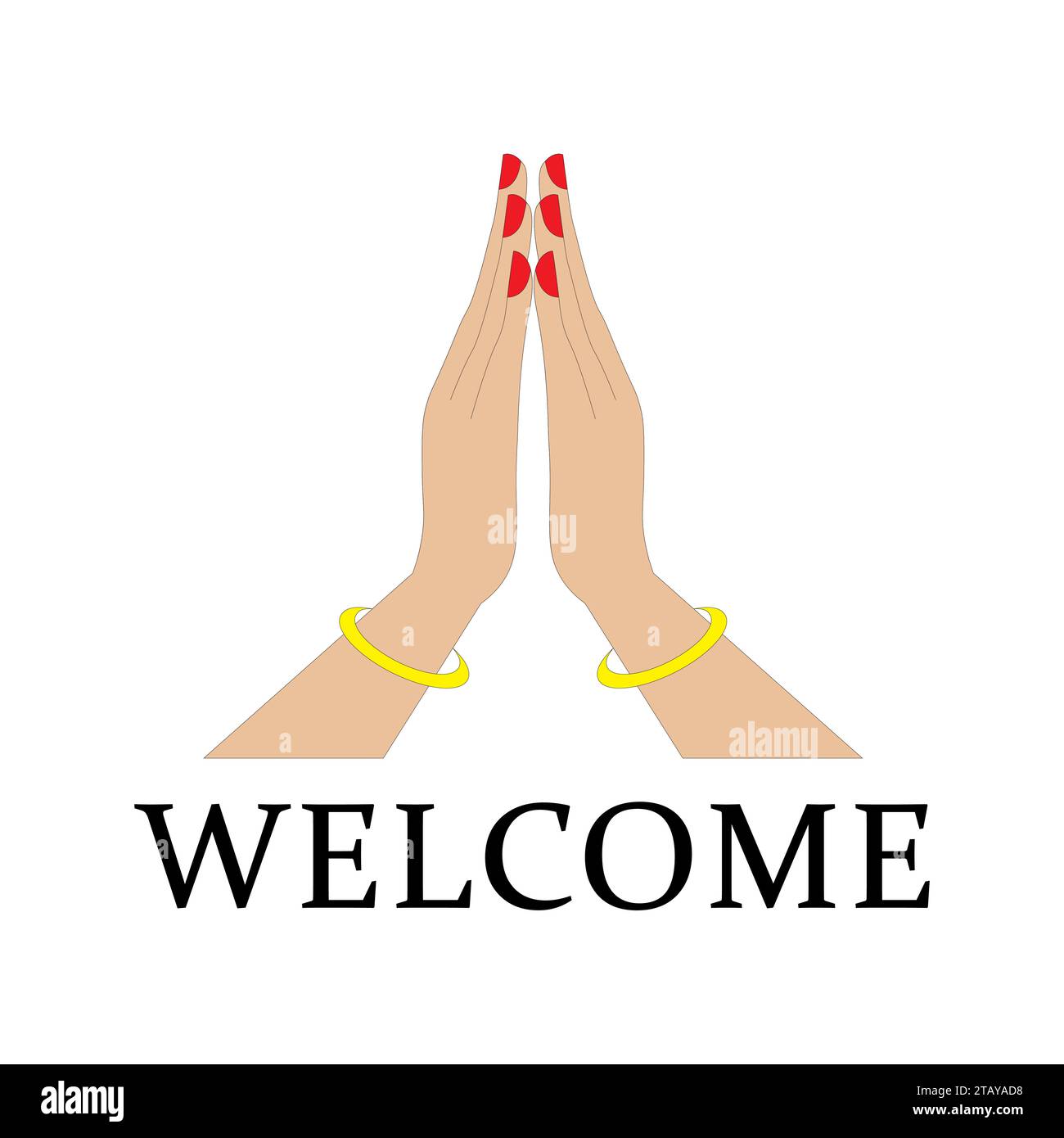 welcome sign with woman hand vector illustration Stock Vector Image ...