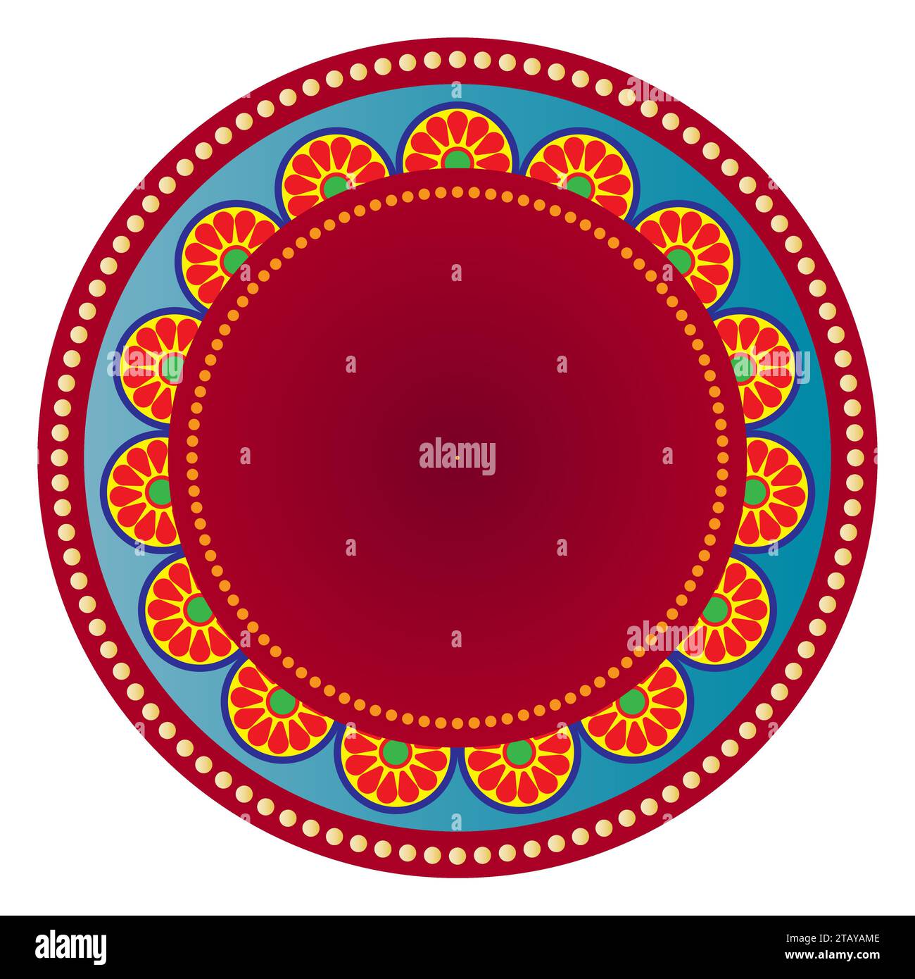 vector illustration of colorful traditional floral circular template ...