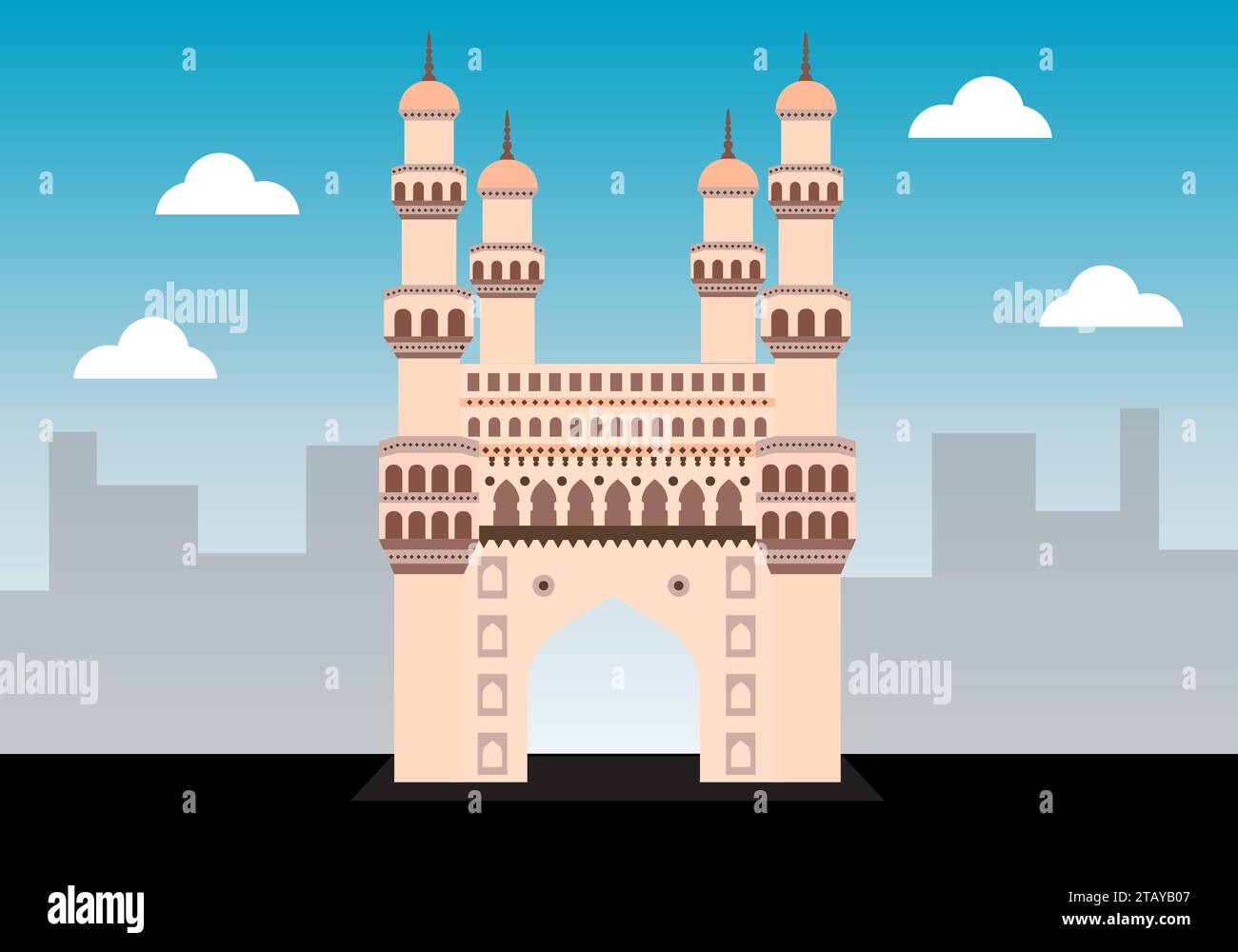 Vector ilustration of Charminar , Charminar is a mosque and monument ...