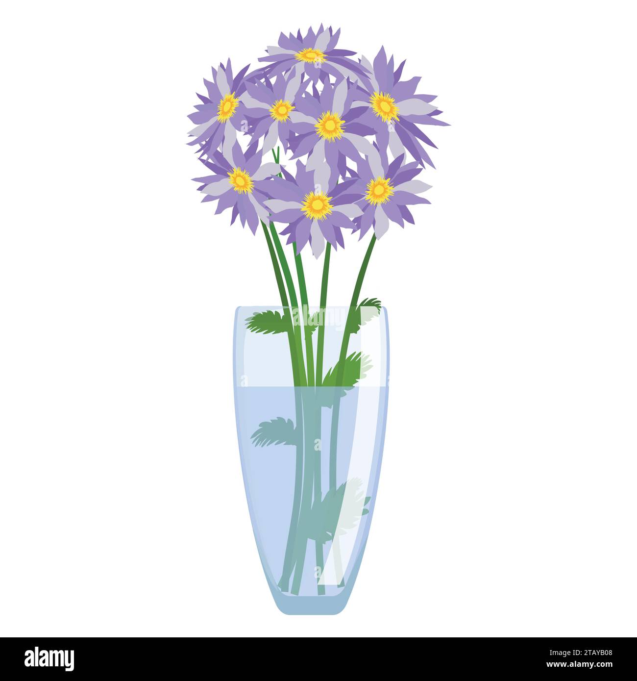 Glass Vase with flowers vector isolated on white background. Modern ...