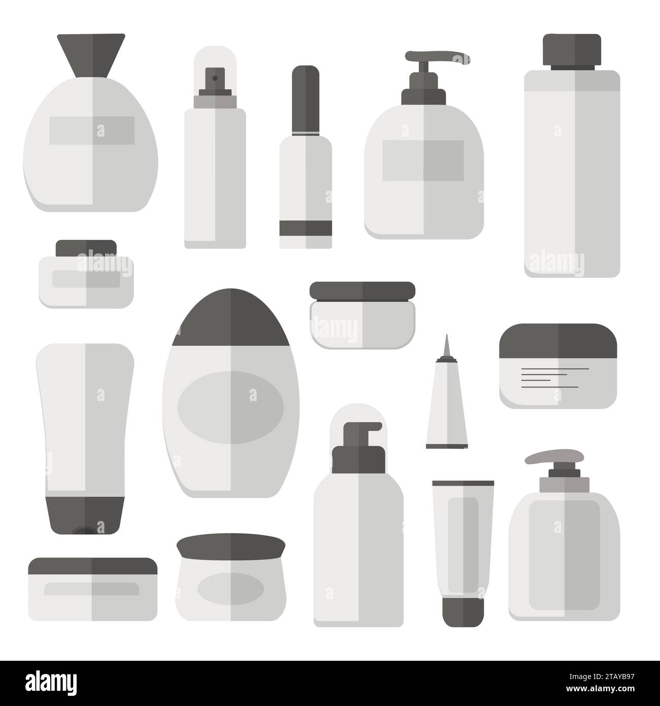 Set vector blank templates of empty and clean white plastic containers ...
