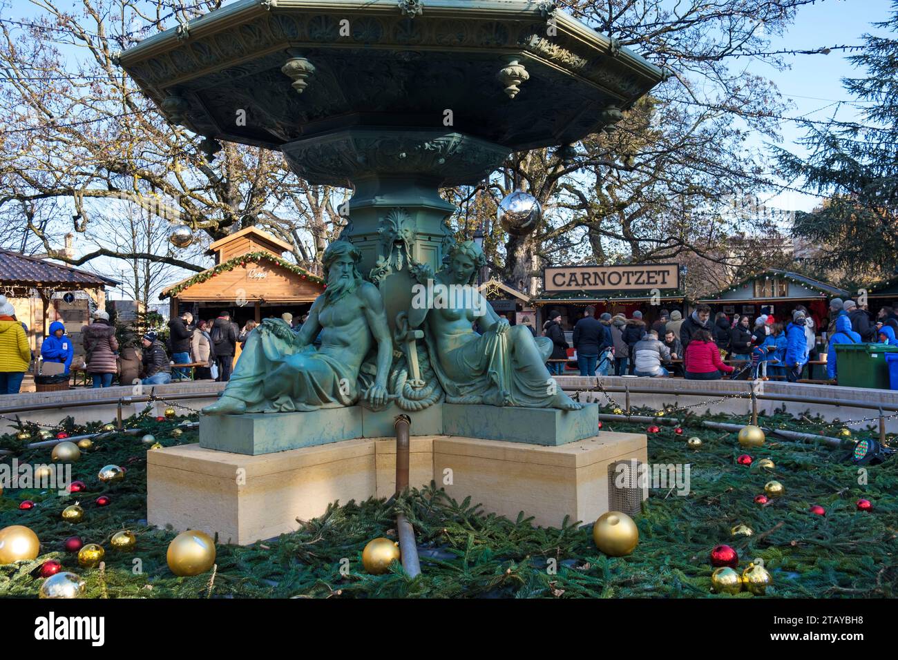 Geneva, Switzerland - December 11, 2022. Magical atmosphere at Noel au ...