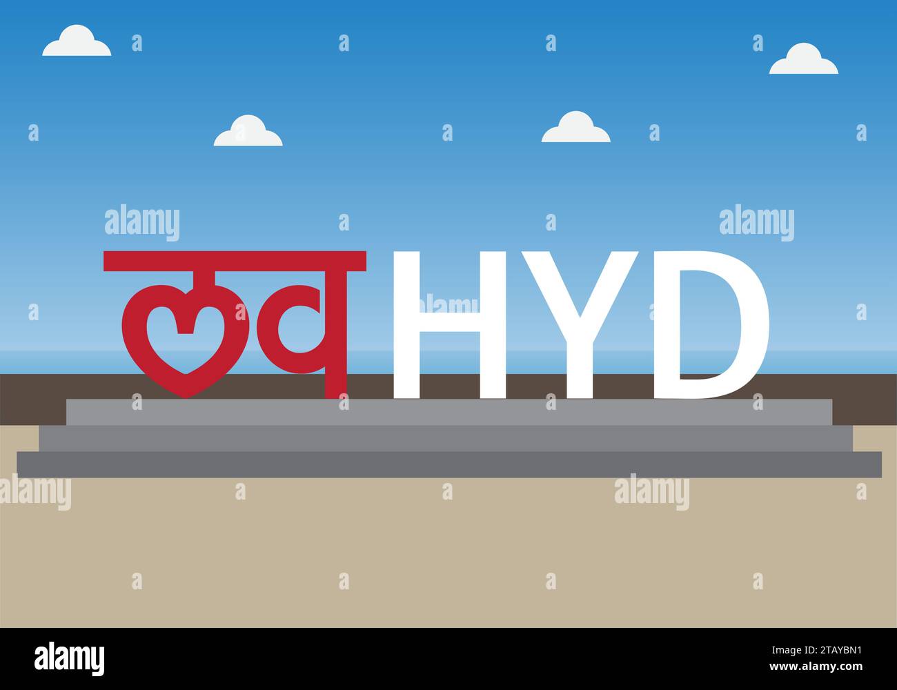 landscape of Love Hyderabad logo vector illustration .Hyderabad is the ...